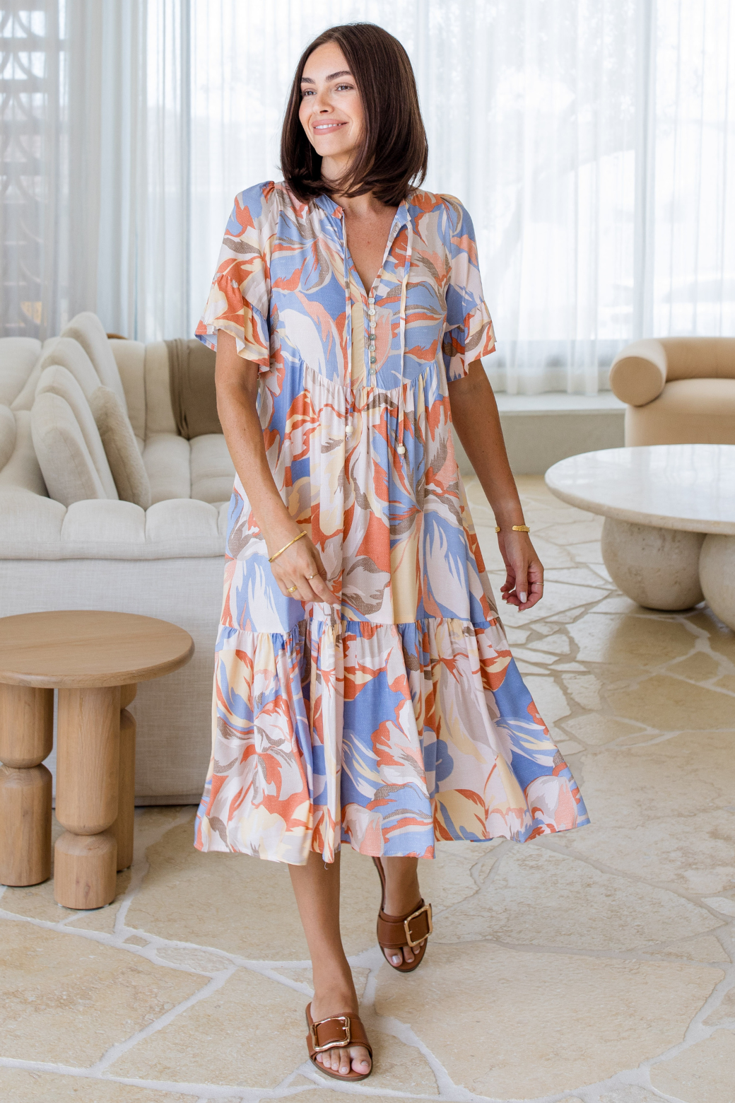 Brinkley Midi Dress Dreamstate Print – Orange Sherbet Boutique
