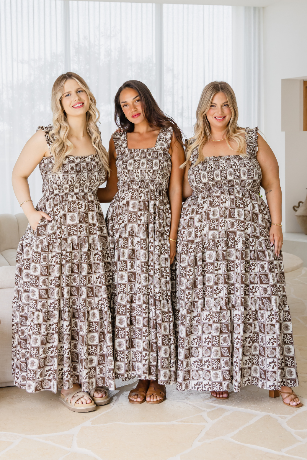 Darlene Maxi Dress Waverley Print Choc – Orange Sherbet Boutique