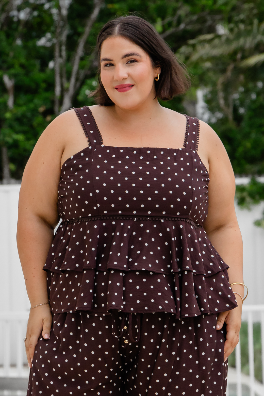 Caris Top Bitter Choc Mini Spot – Orange Sherbet Boutique