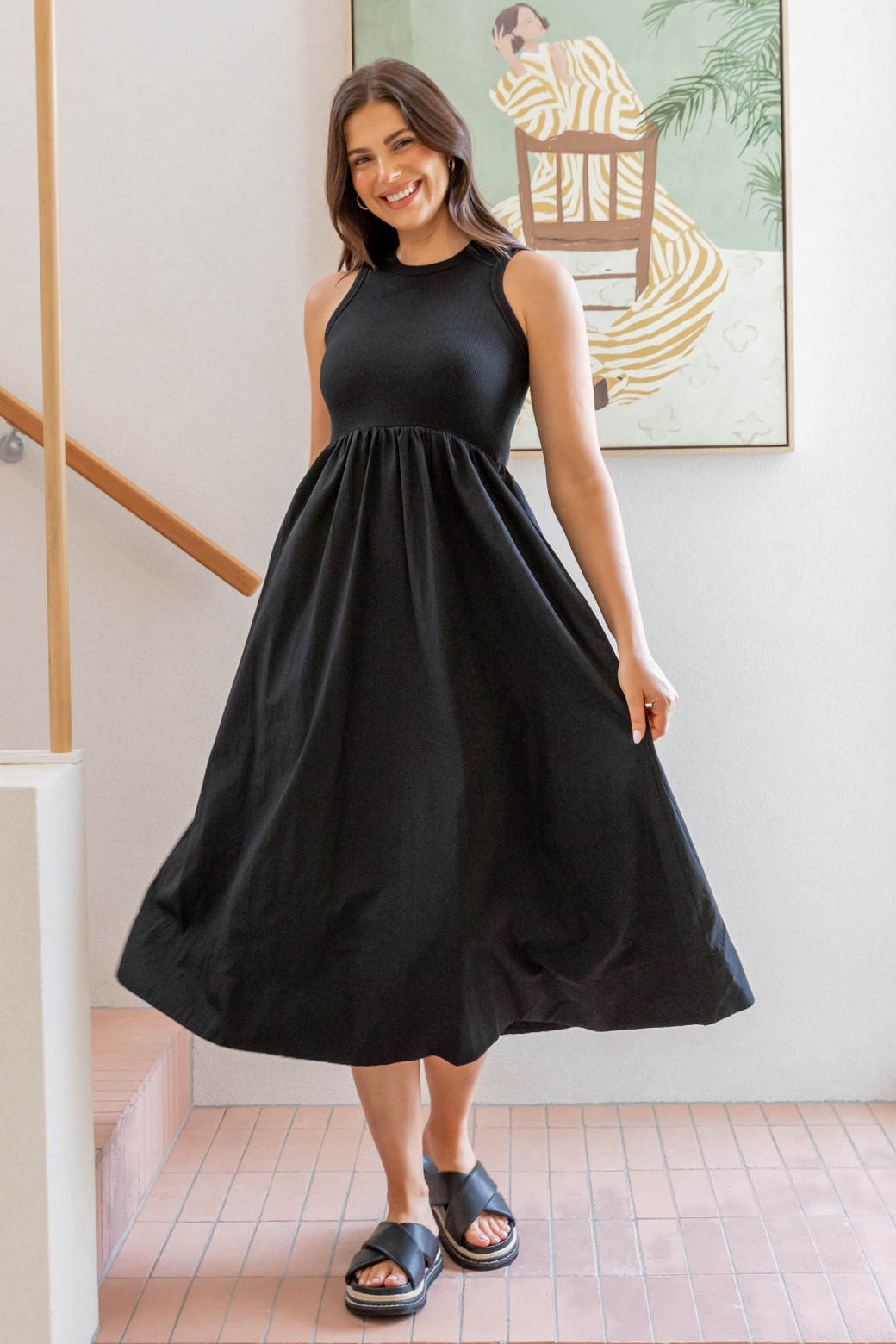 Miriam Midi Tank Dress Black | Orange Sherbet | Sizes 6-24 – Orange ...