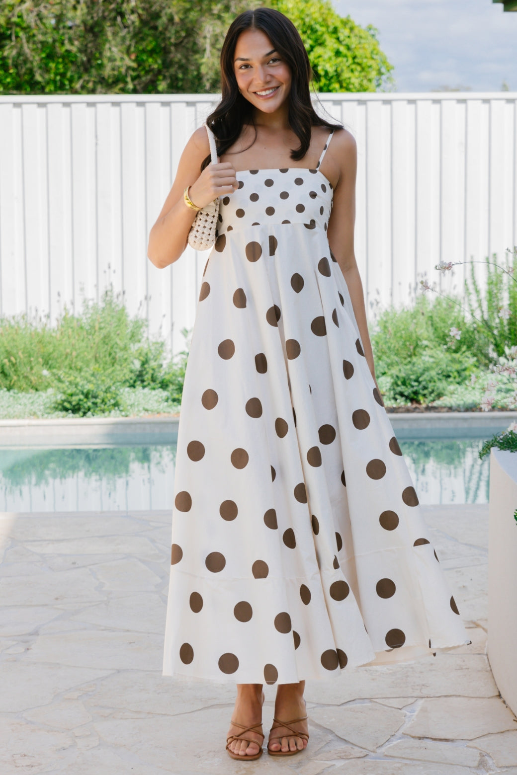 Portafino Maxi Dress Cream/Choc Spot | Orange Sherbet – Orange Sherbet ...