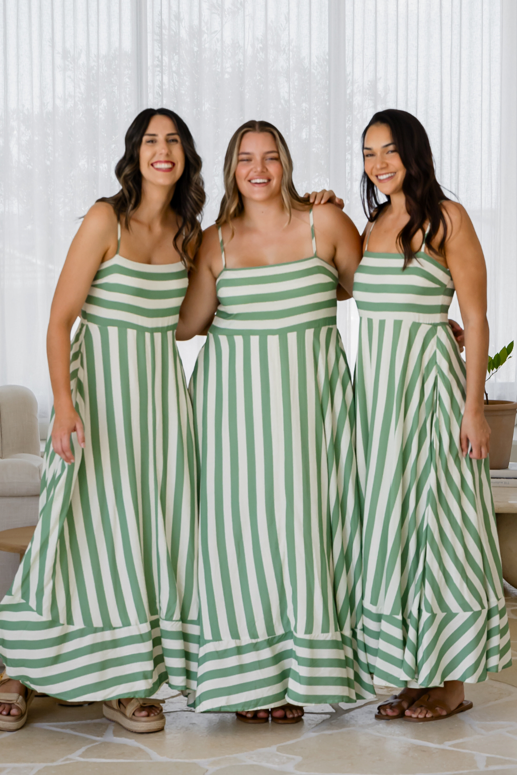 Xanthe Maxi Dress Sage Stripe – Orange Sherbet Boutique