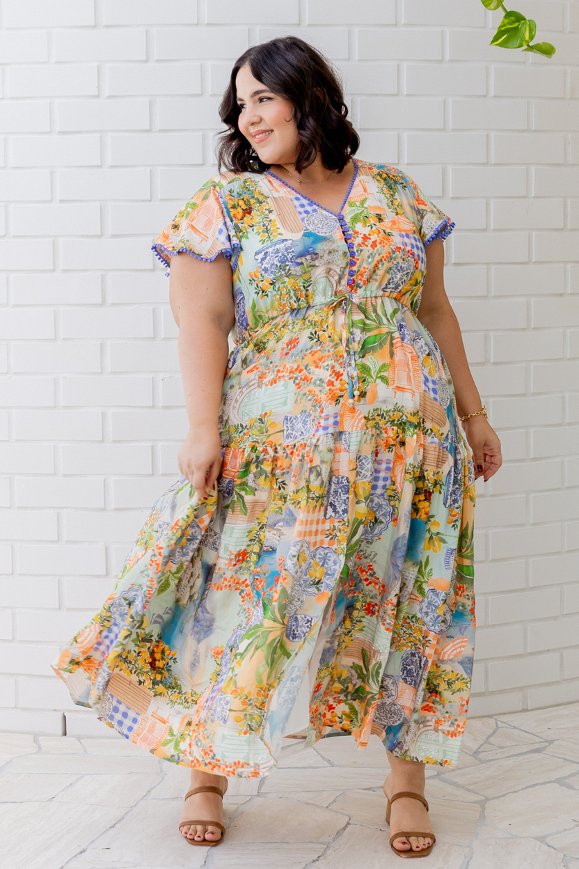 Willow Midi Dress Bloom Print Red | Orange Sherbet Exclusive – Orange Sherbet Boutique