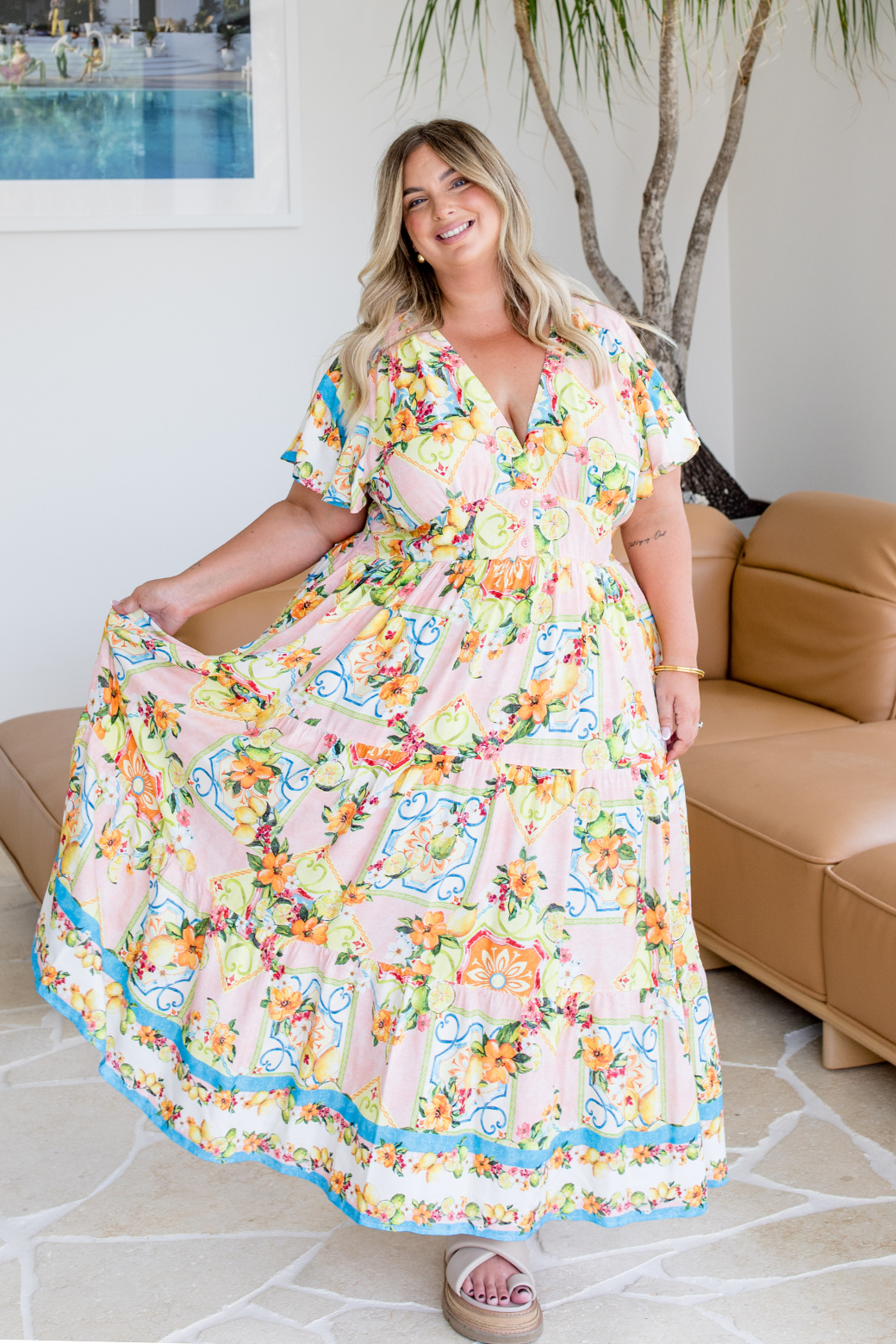 Zoe Maxi Dress Capri Print – Orange Sherbet Boutique