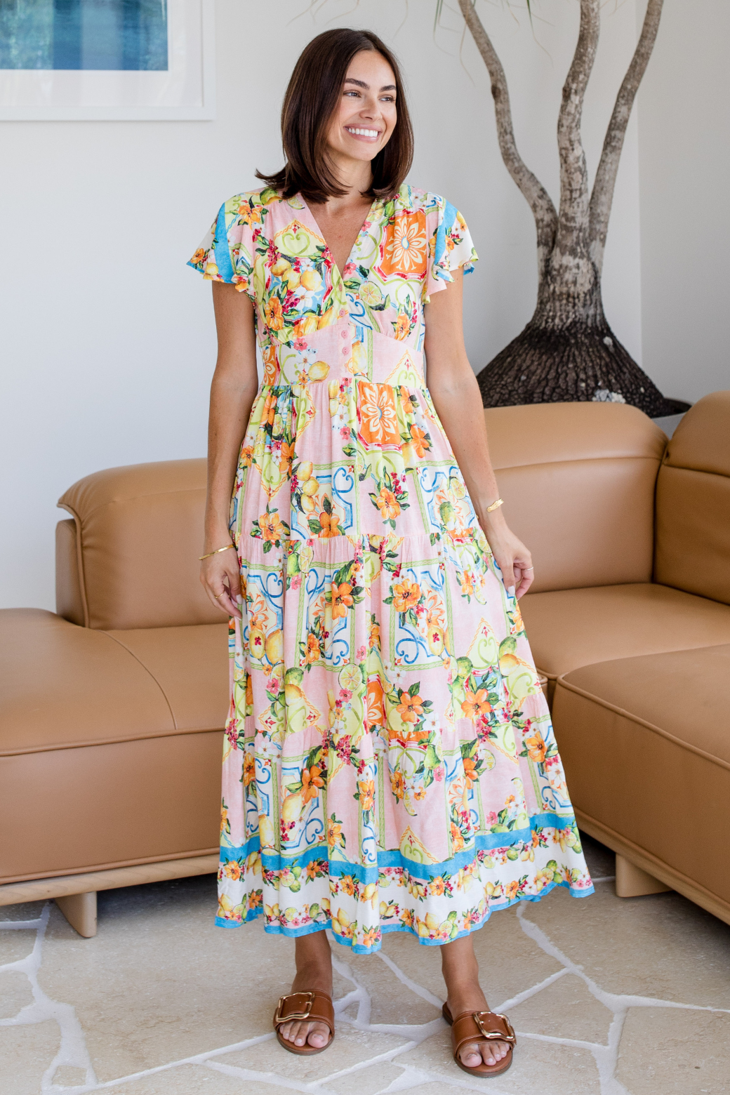 Zoe Maxi Dress Capri Print – Orange Sherbet Boutique